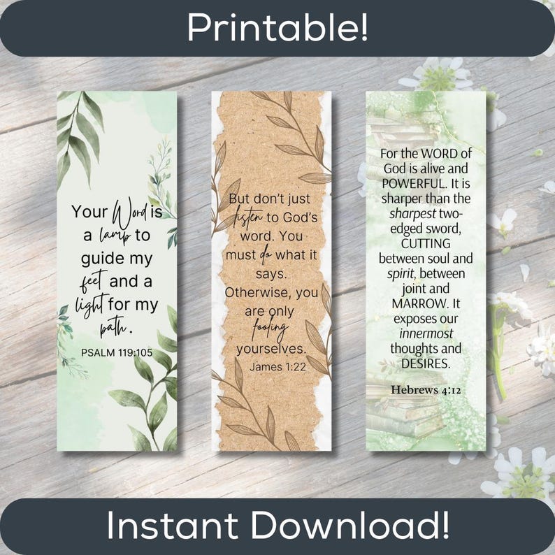 PRINTABLE Bookmarks W/scriptures on the Word - Etsy