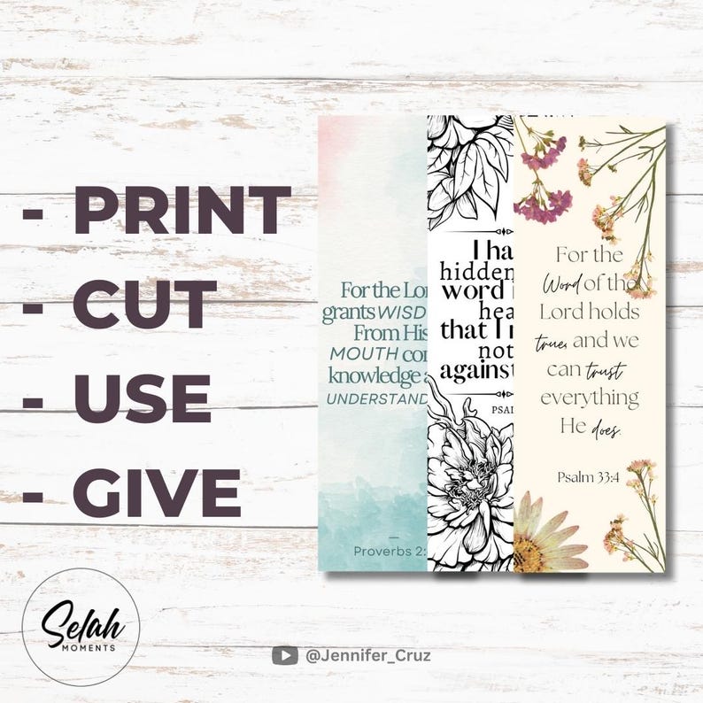 PRINTABLE Bookmarks With Scripture on the Word - Etsy