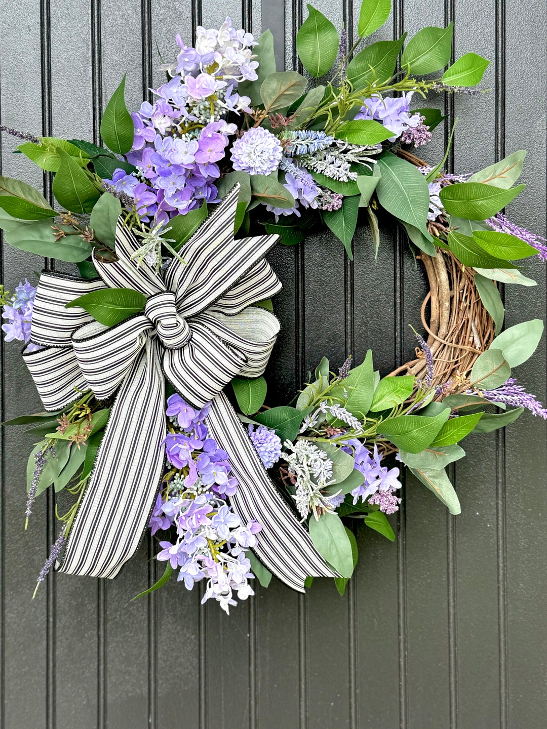 Purple Wreath Lavender Spring Floral Wreath Everyday Lilac Door Hanger ...