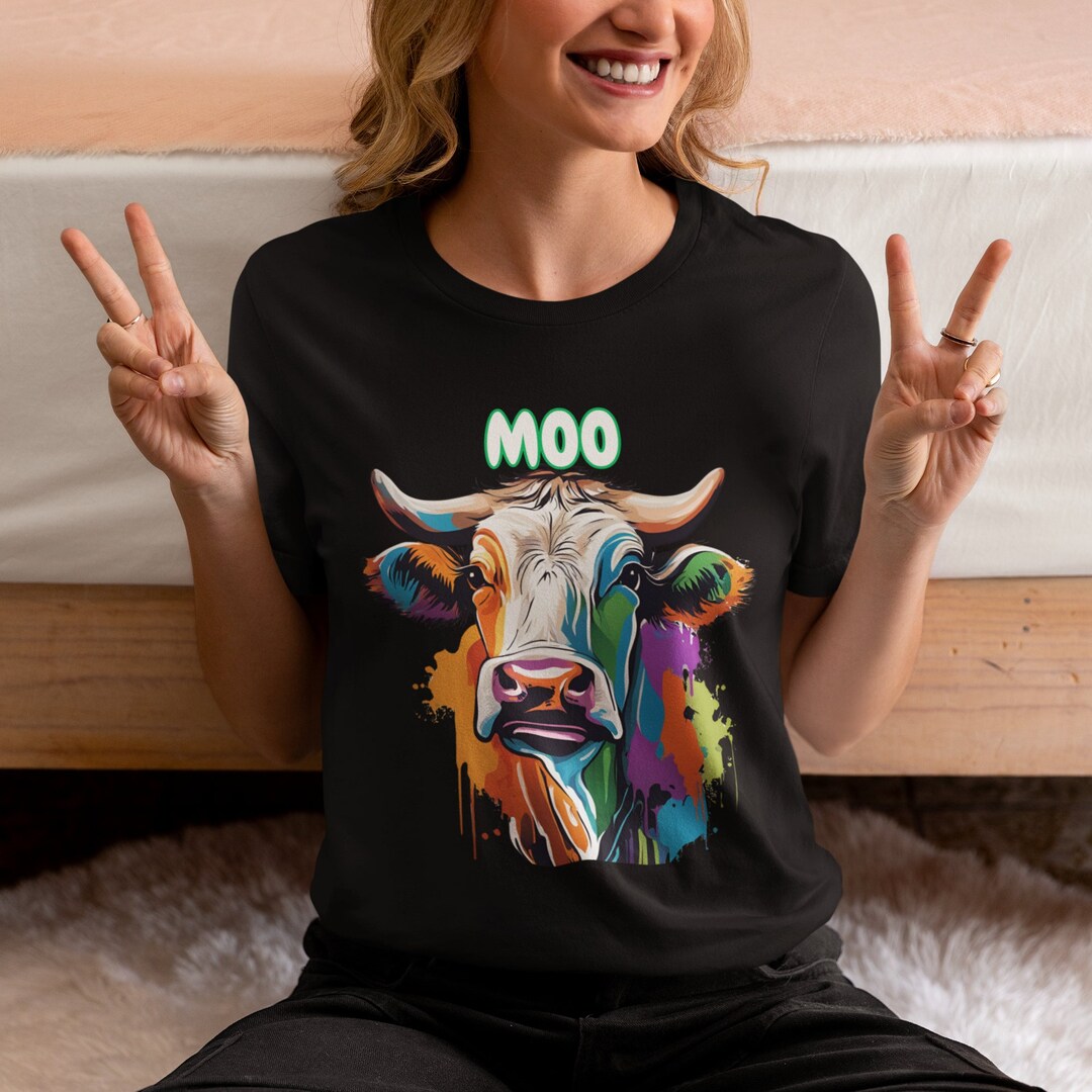Funny Cow Shirt, Moo Art Cow Shirt ,unisex Garment-dyed T-shirt ...