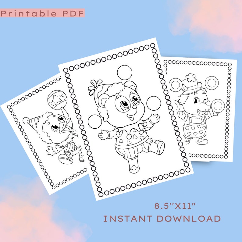 Printable Clown Coloring Pages for Kids and Adults 30 Pages Instant ...