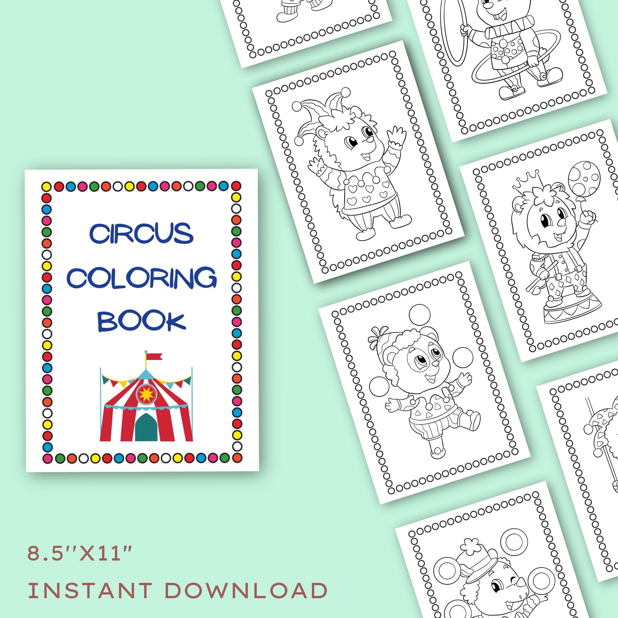 Printable Clown Coloring Pages for Kids and Adults 30 Pages Instant ...
