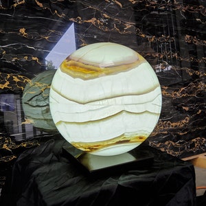 Highly Polished Onyx Globe Lamp , Onyx Nacar Stone Lamp , Natural Onyx ...