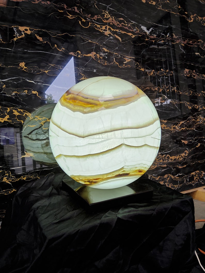Highly Polished Onyx Globe Lamp , Onyx Nacar Stone Lamp , Natural Onyx ...