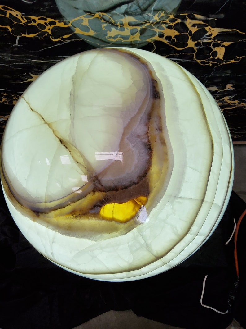 Highly Polished Onyx Globe Lamp , Onyx Nacar Stone Lamp , Natural Onyx ...