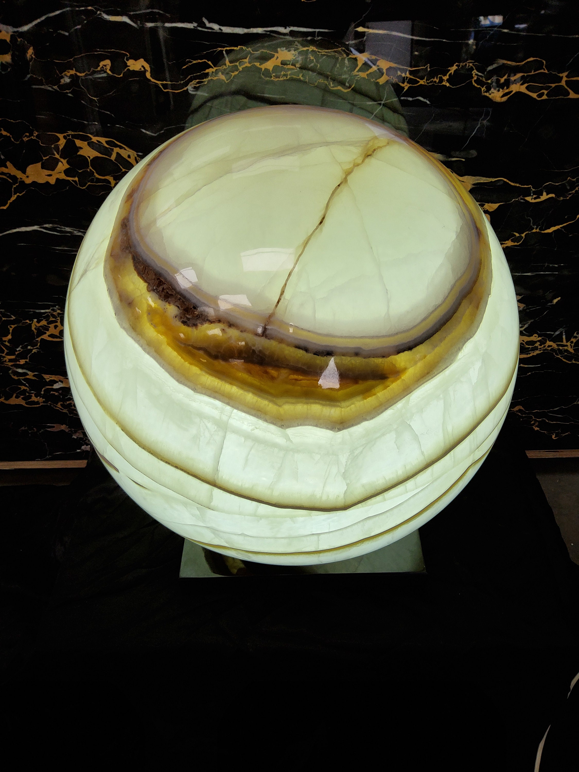 Highly Polished Onyx Globe Lamp , Onyx Nacar Stone Lamp , Natural Onyx ...