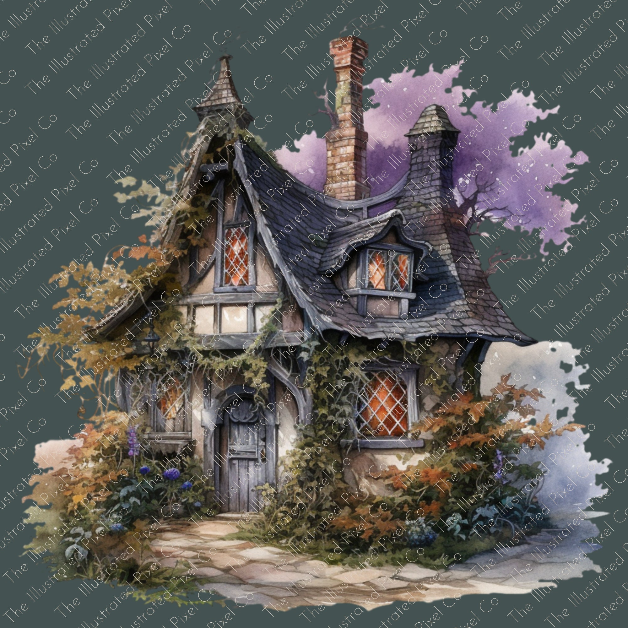 Watercolor Witch Cottages PNG Clipart DIGITAL DOWNLOAD - Etsy