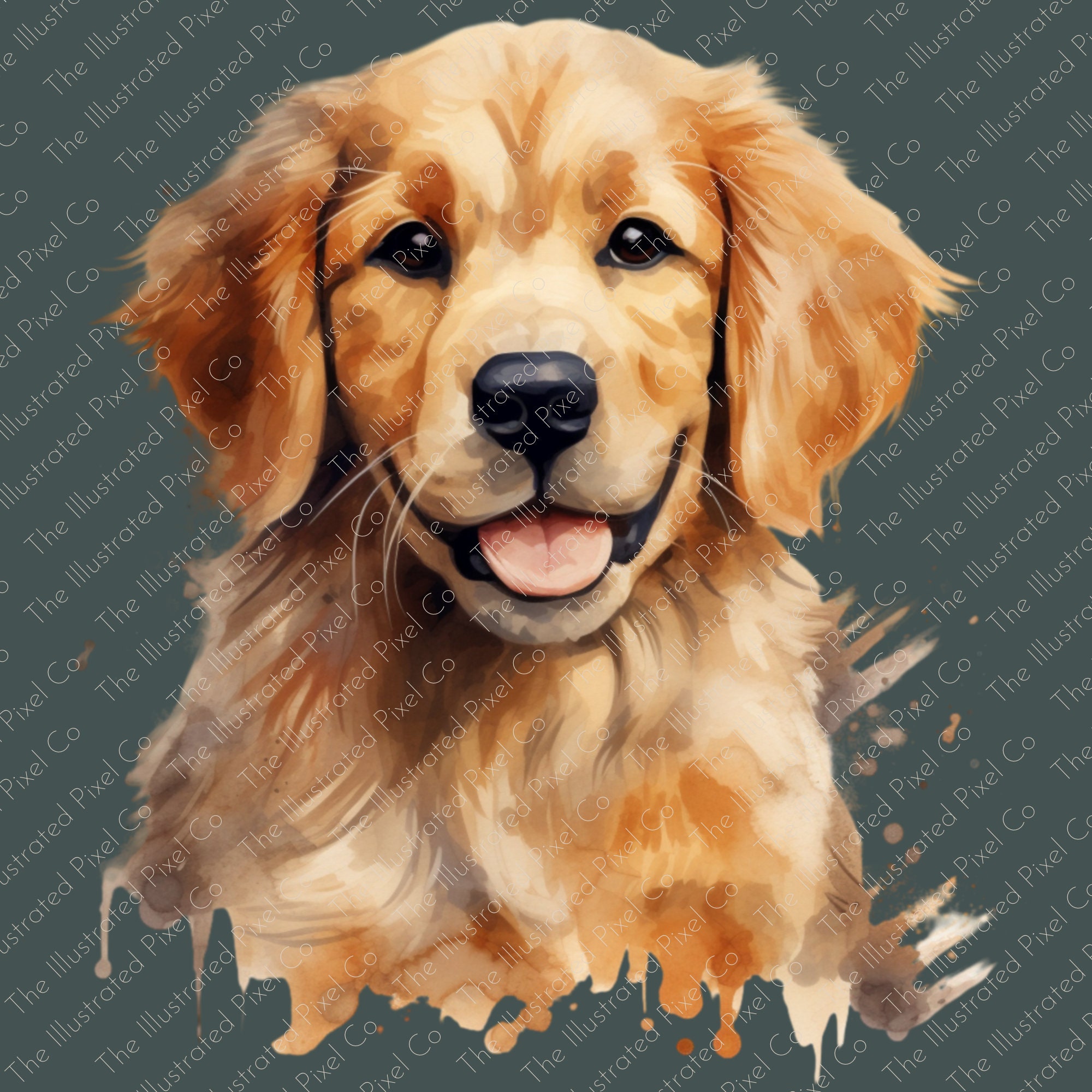 Watercolor Golden Retriever Puppies PNG Clipart DIGITAL - Etsy