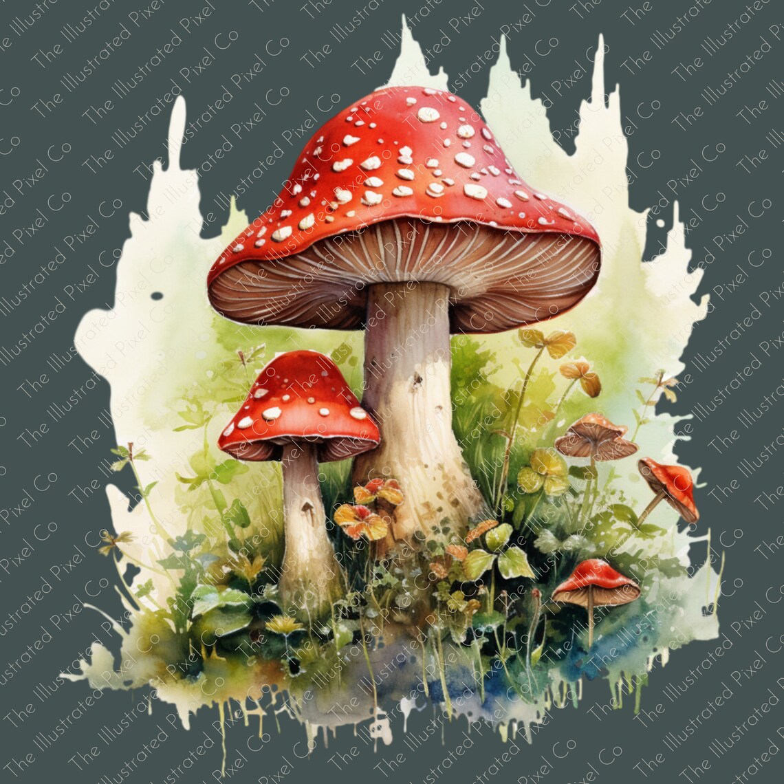 Watercolor Toadstools PNG Clipart DIGITAL DOWNLOAD - Etsy