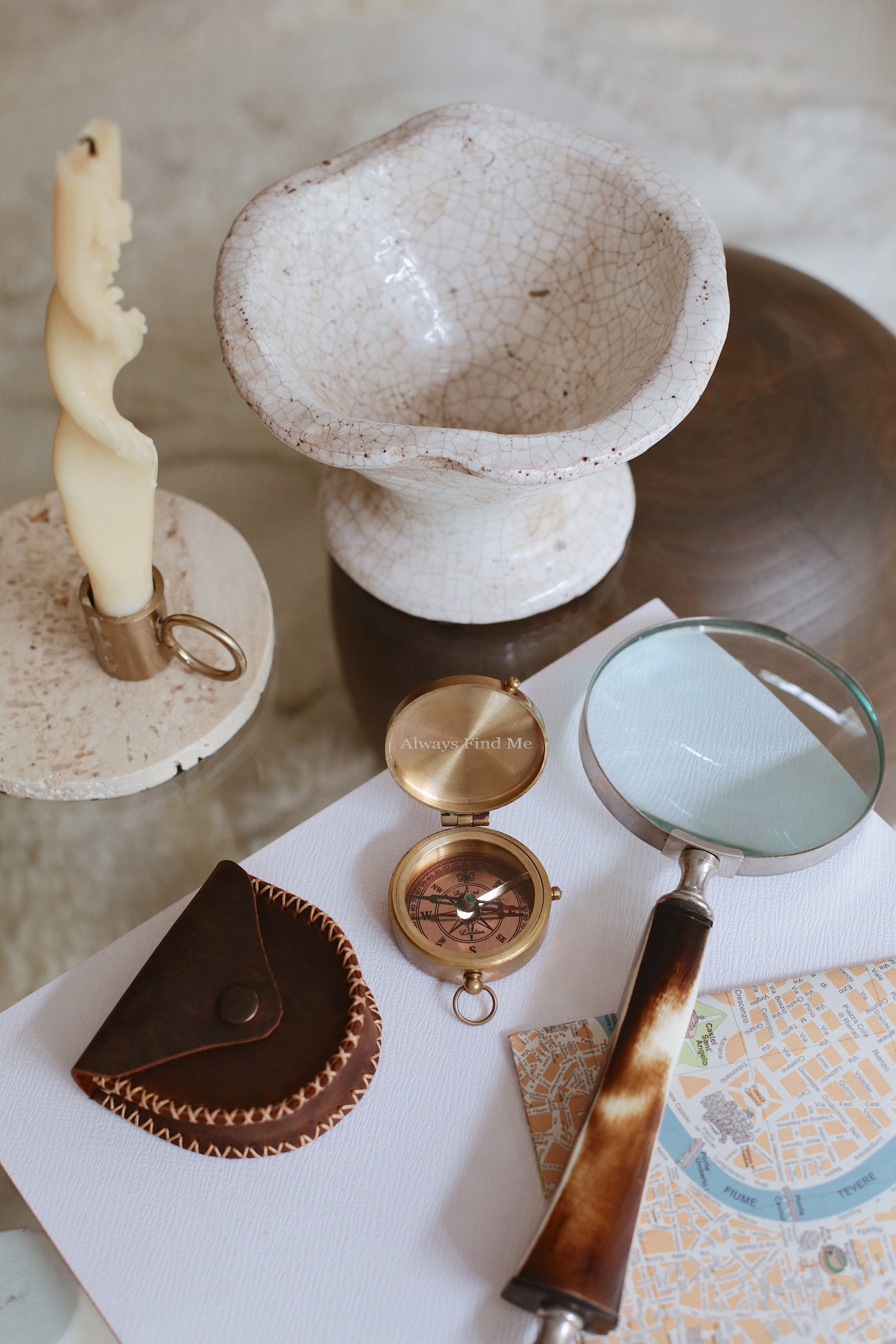 Personalized Compass With Leather Case Gift, Working Compass, Engraved ...