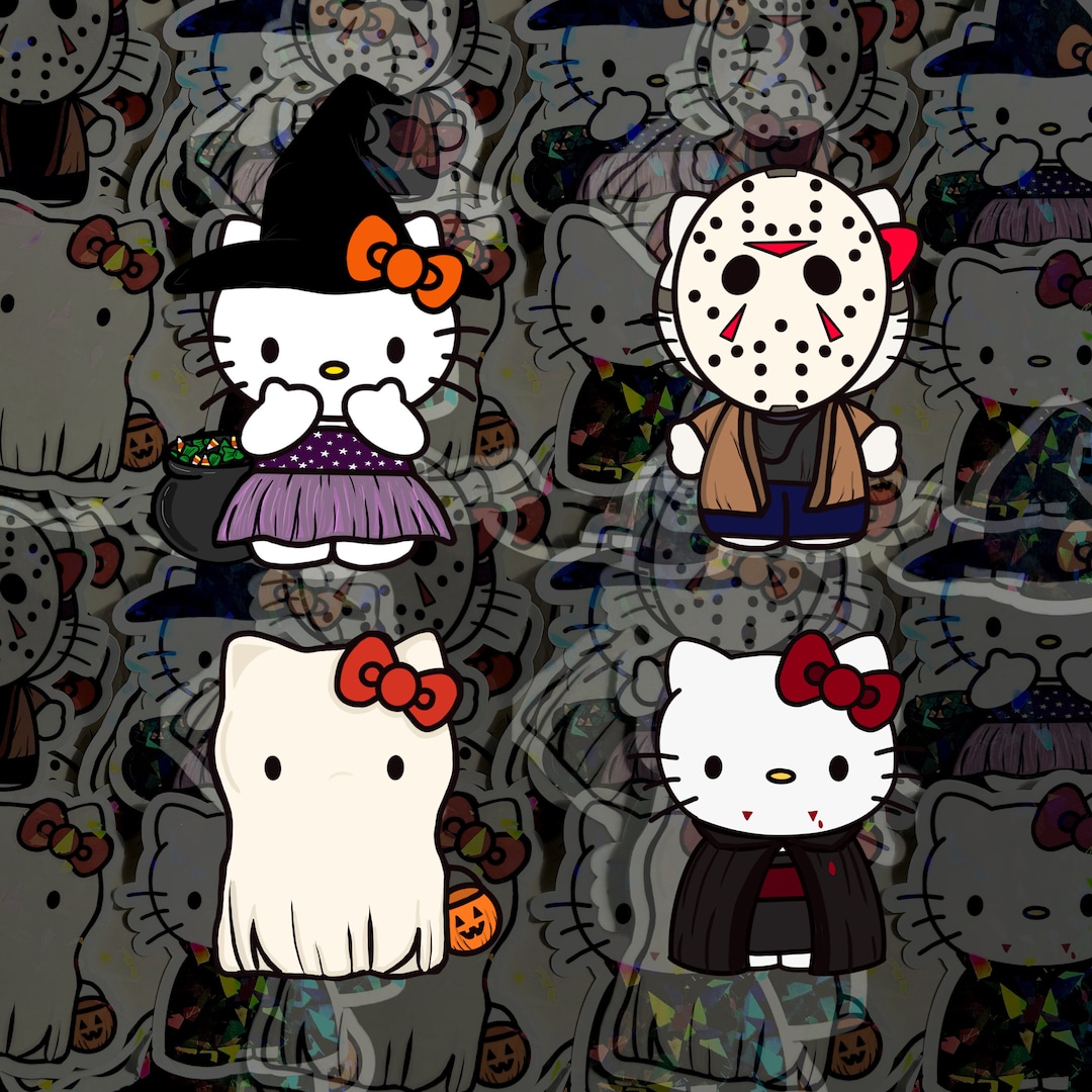 Horror Kitty Hello Kitty Halloween Stickers Vampire Witch Ghost - Etsy