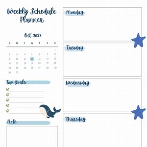 Weekly Schedule Planner 3months Ocean Themed - Etsy