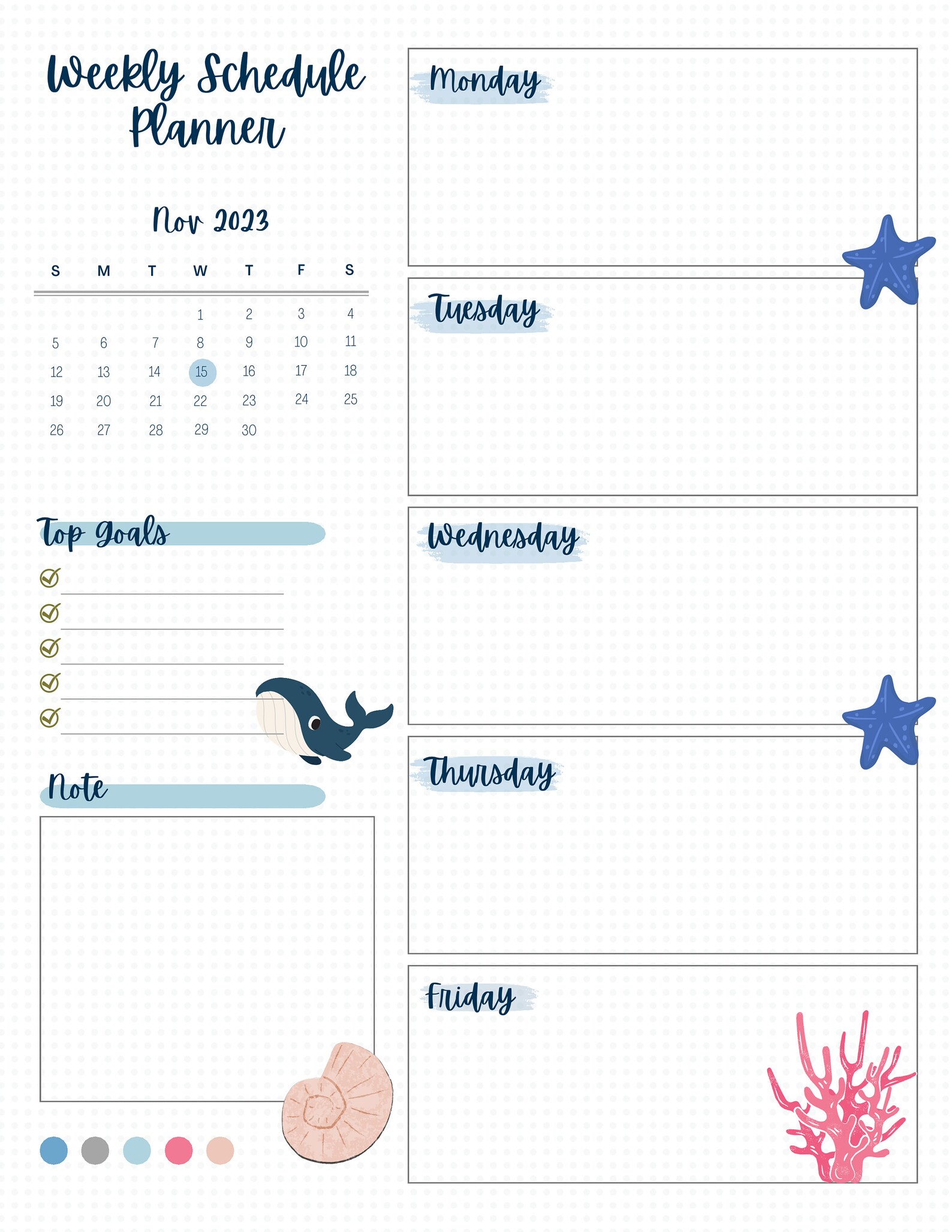 Weekly Schedule Planner 3months Ocean Themed - Etsy