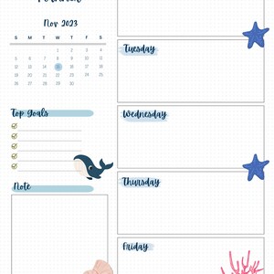 Weekly Schedule Planner 3months Ocean Themed - Etsy
