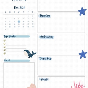 Weekly Schedule Planner 3months Ocean Themed - Etsy