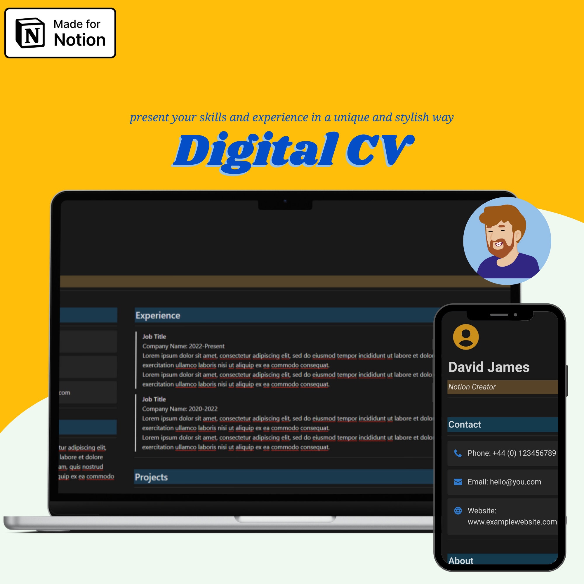 Digital CV Notion Template / Notion Resume / Digital Resume / Notion ...