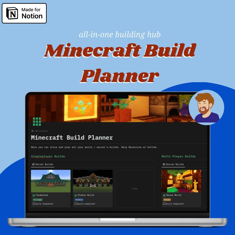 Minecraft Build Planner Notion Template / Minecraft Notion / Minecraft ...