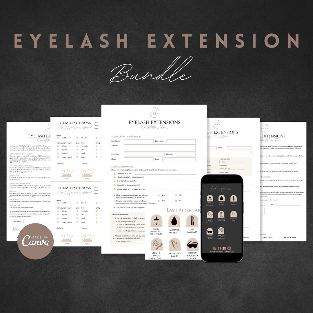 Eyelash Extension Forms, Editable Lash Consent Form, Esthetician Forms ...
