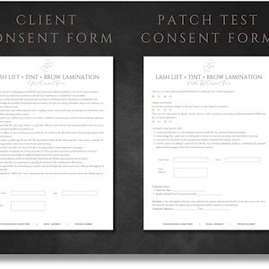 Brow Lamination Form, Lash Lift and Tint Forms, Editable Client Consent ...