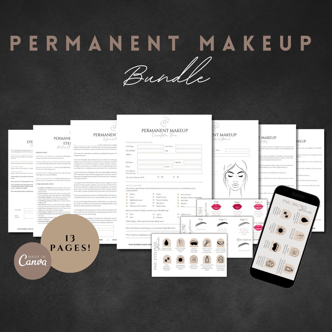 Permanent Makeup Forms | Editable PMU Consent Forms | PMU Aftercare ...