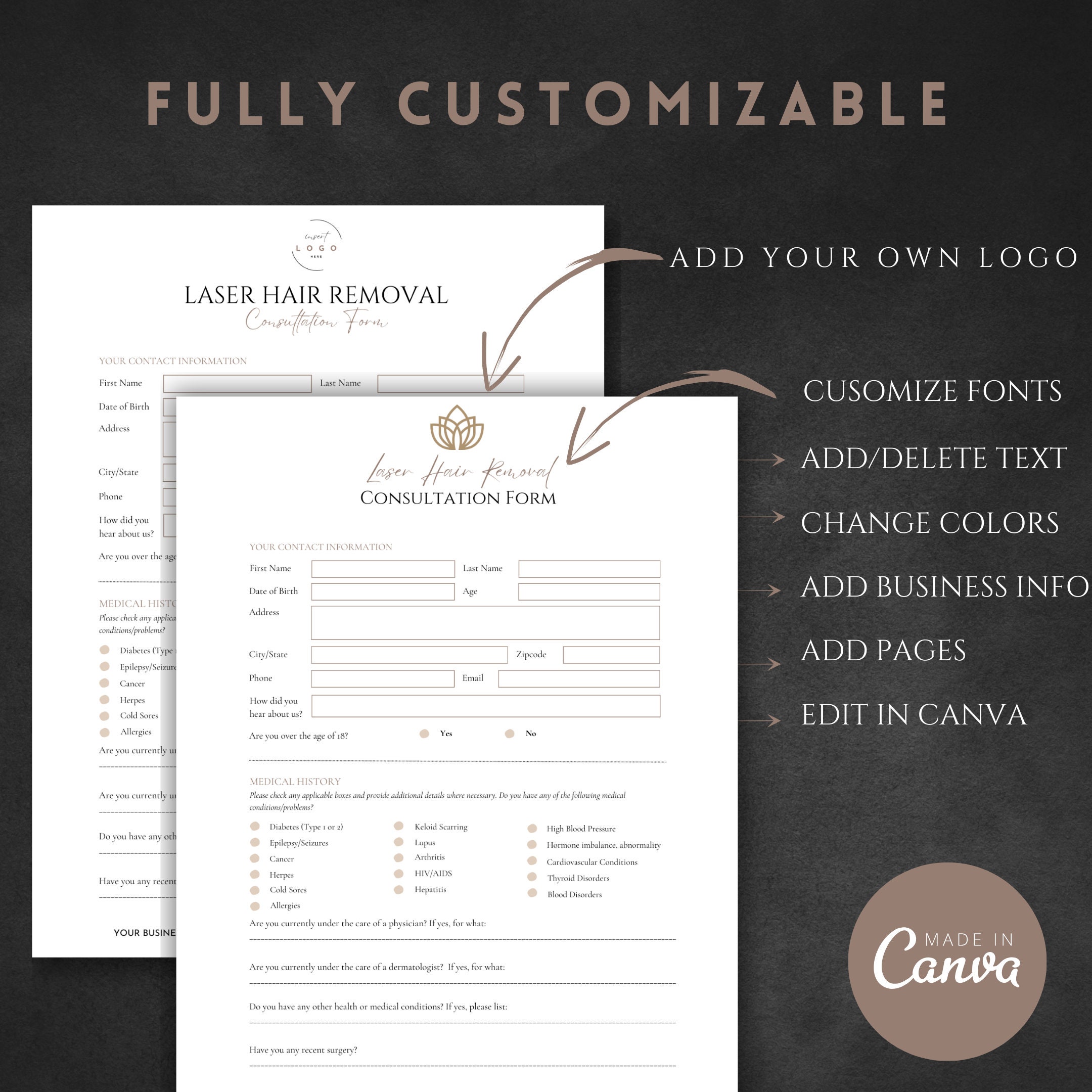 Laser Hair Removal Consent Forms, Laser Hair Reduction Informed Consent ...