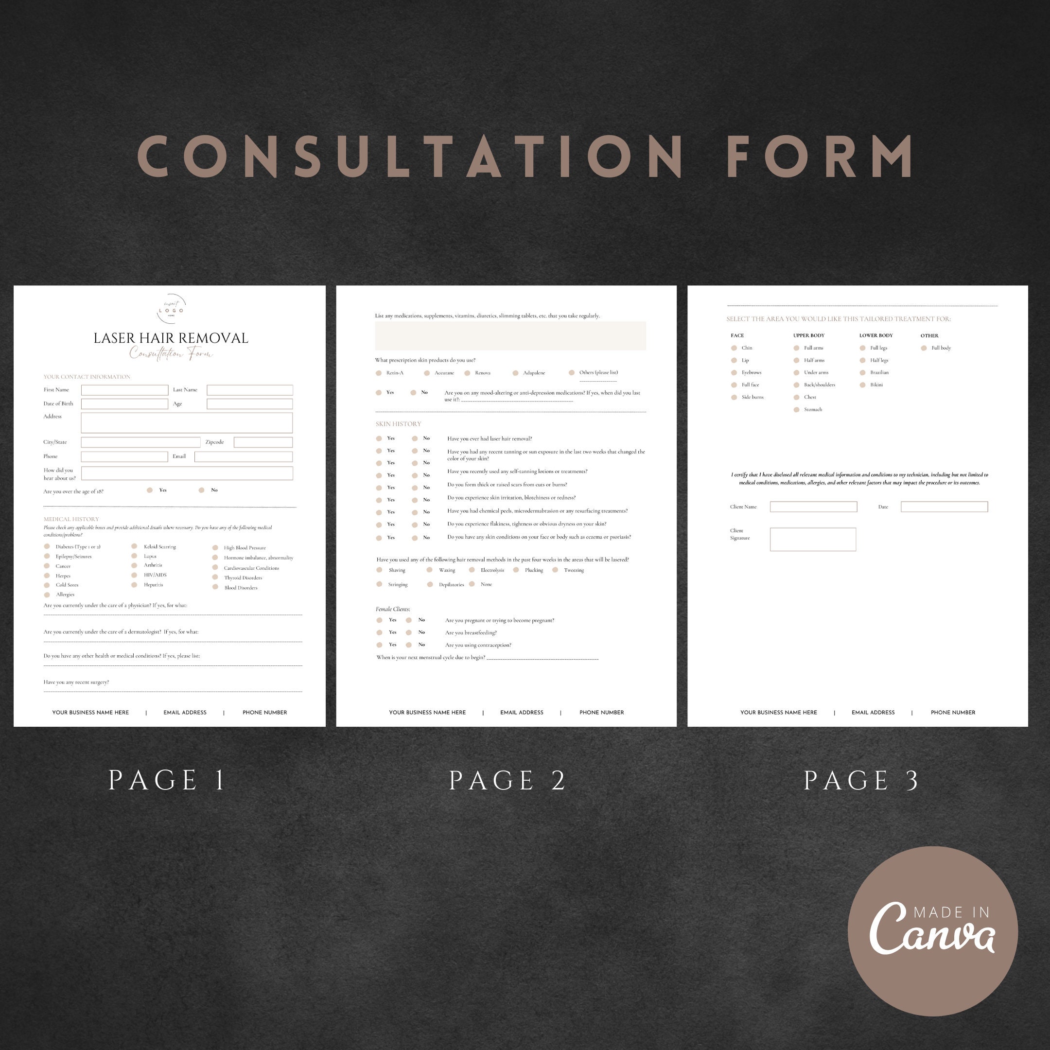 Laser Hair Removal Consent Forms, Laser Hair Reduction Informed Consent ...