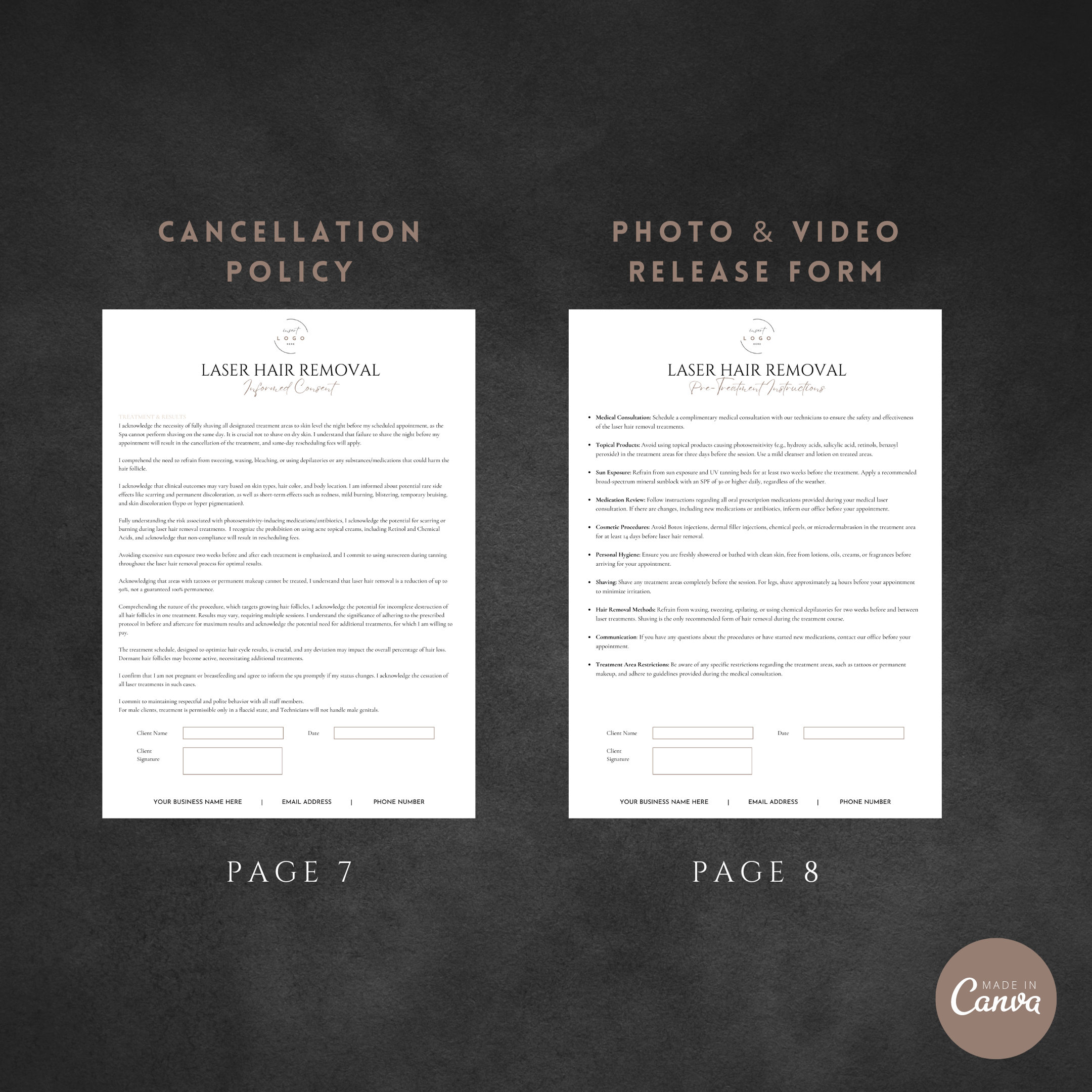 Laser Hair Removal Consent Forms, Laser Hair Reduction Informed Consent ...