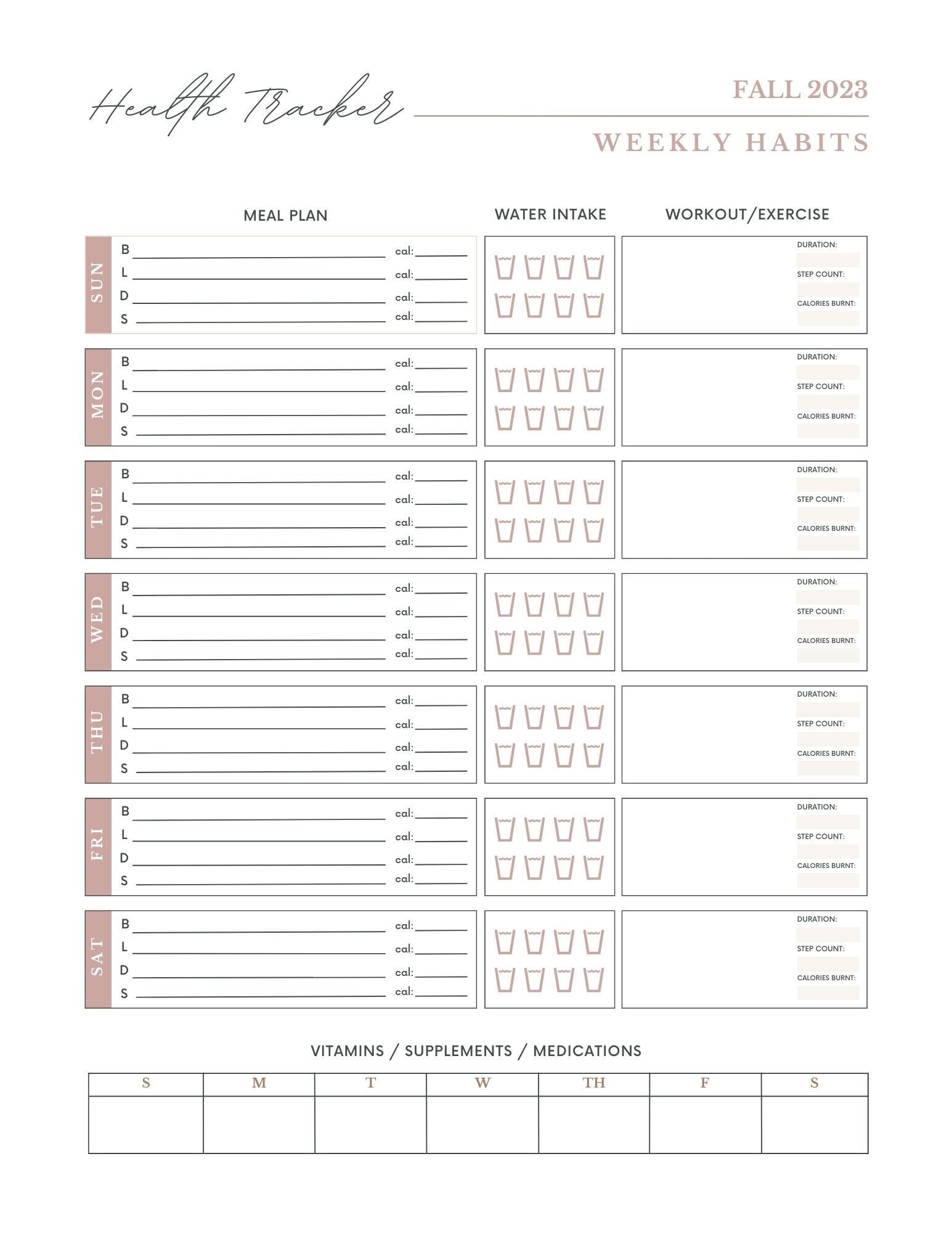 Printable Workout Planner Page - Etsy
