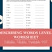 Describing Words Worksheet level 1 for Speech Therapy editable ...