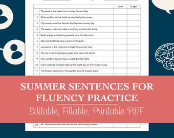Fall Sentences for Fluency Practice Worksheet | Editable, Fillable ...