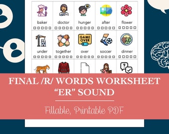 Final /R/ Words “AR” Sound Worksheet for Speech Therapy (editable ...