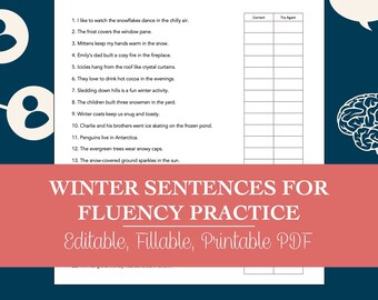 Fall Sentences for Fluency Practice Worksheet Editable, Fillable ...