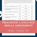 Pragmatic Language Skills Assessment Worksheet for Speech Therapy ...