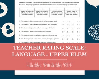 Teacher Rating Scale: Speech for Speech Therapy | Fillable, Printable ...