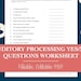 Auditory Processing Yes No Questions Worksheet for Speech Therapy ...