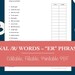 Final /R/ Words “ER” Phrases Worksheet for Speech Therapy (editable ...