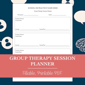 Group Therapy Session Planner Worksheet for Speech Therapy (editable ...