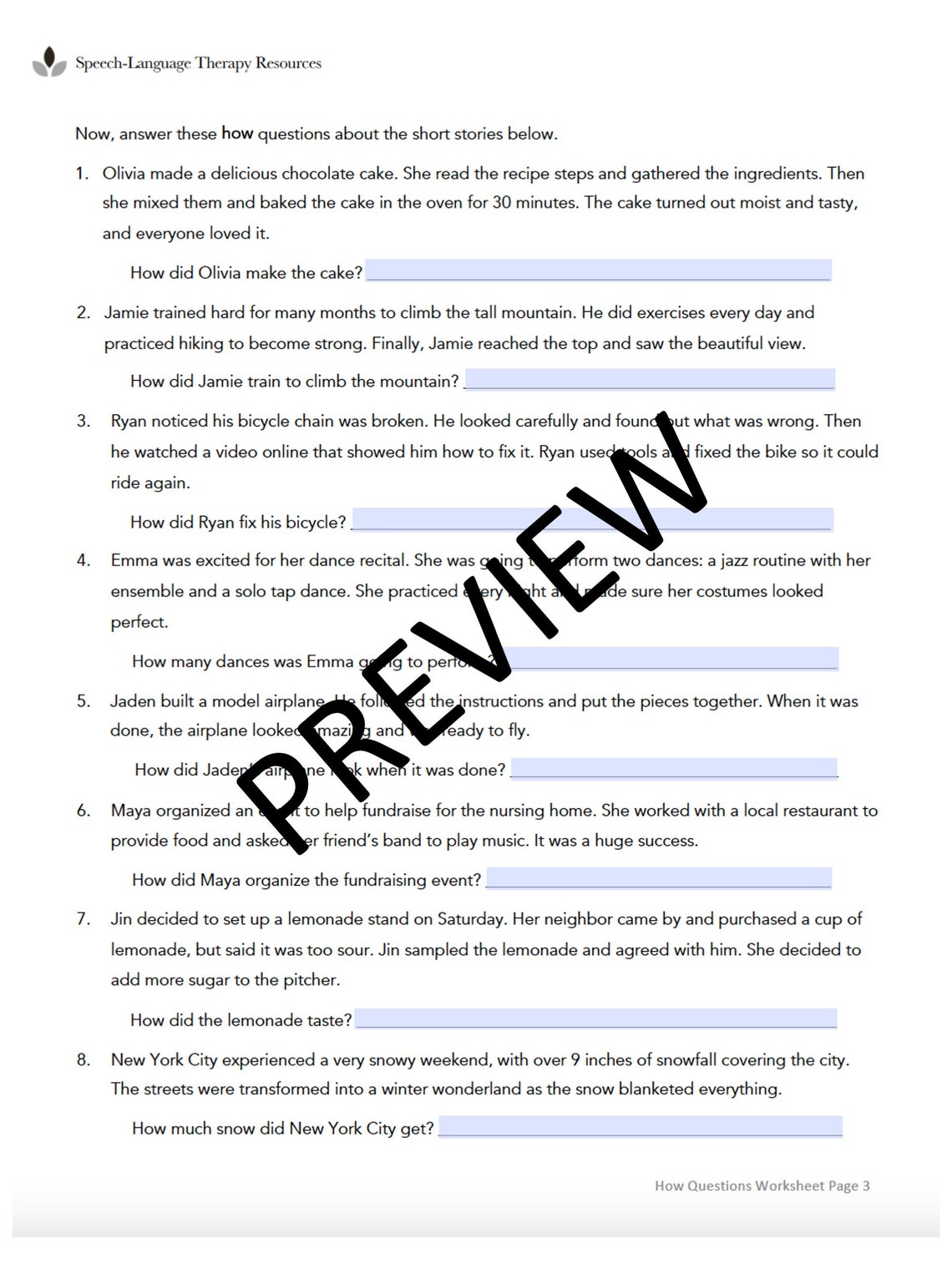How Questions Worksheet for Apraxia for Speech Therapy (editable ...