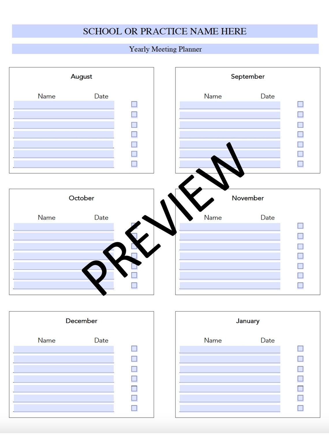 Yearly Meeting Planner for Speech Therapy (editable, Fillable ...