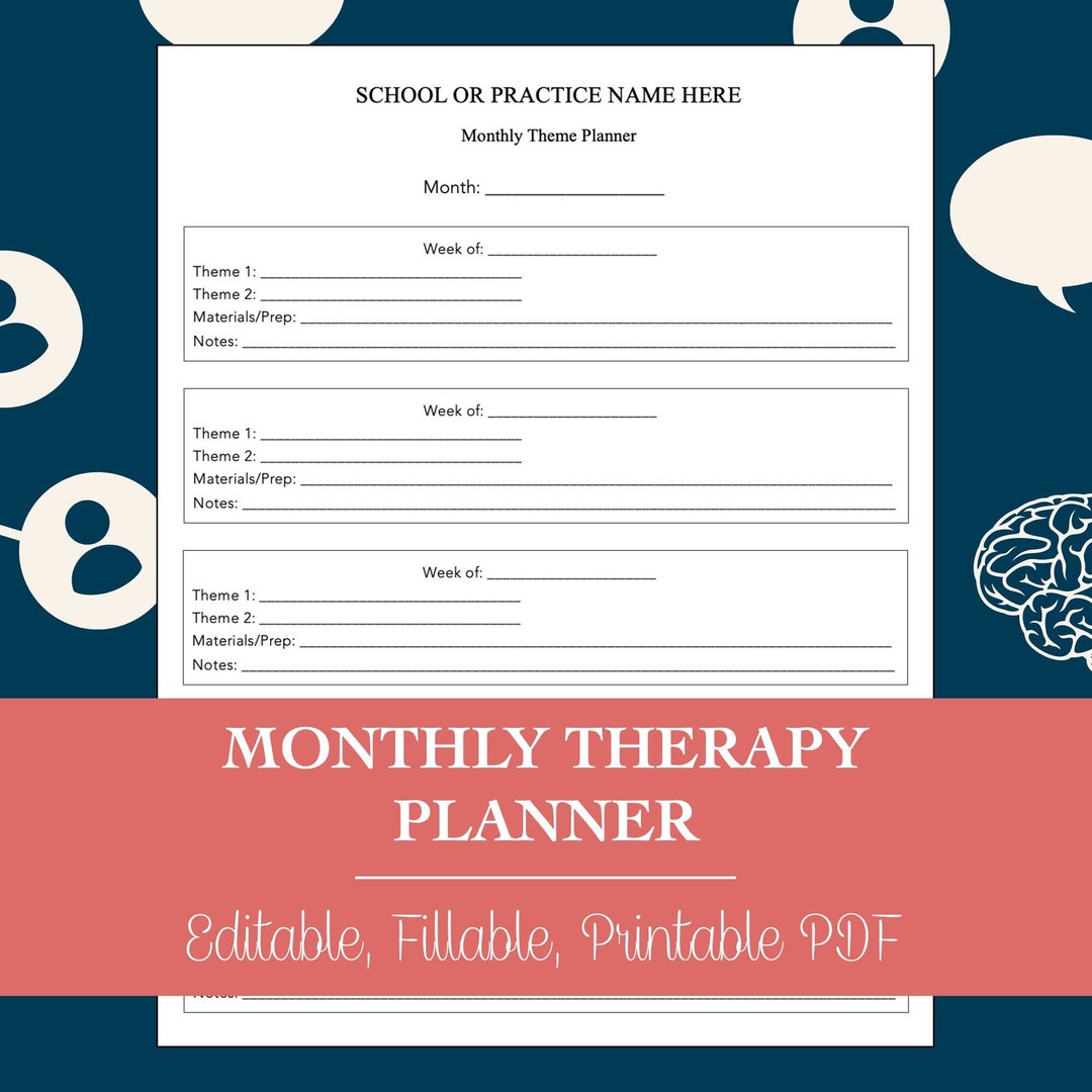 Monthly Theme Planner for Speech Therapy (editable, Fillable, Printable ...