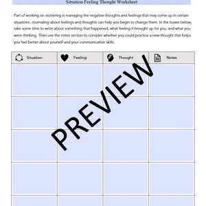 Situation Feeling Thought Worksheet for Speech Therapy (editable ...