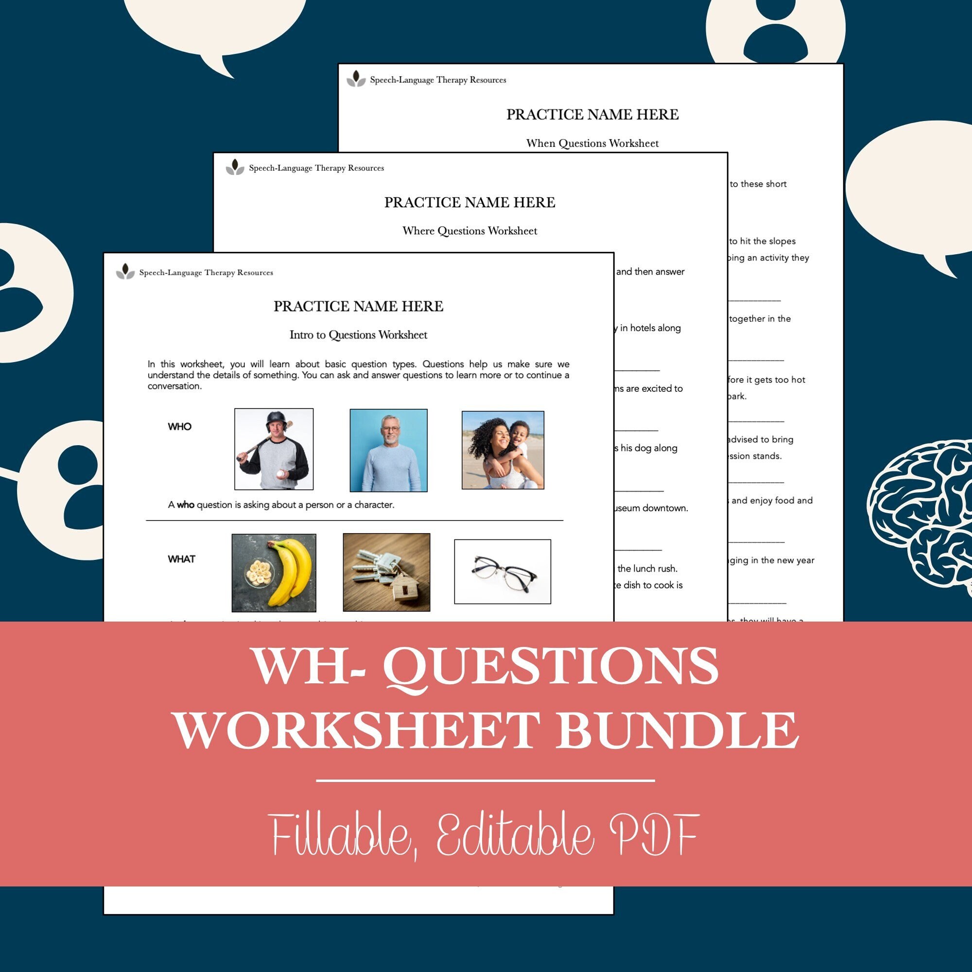 WH Questions Worksheet Bundle for Speech Therapy editable - Etsy