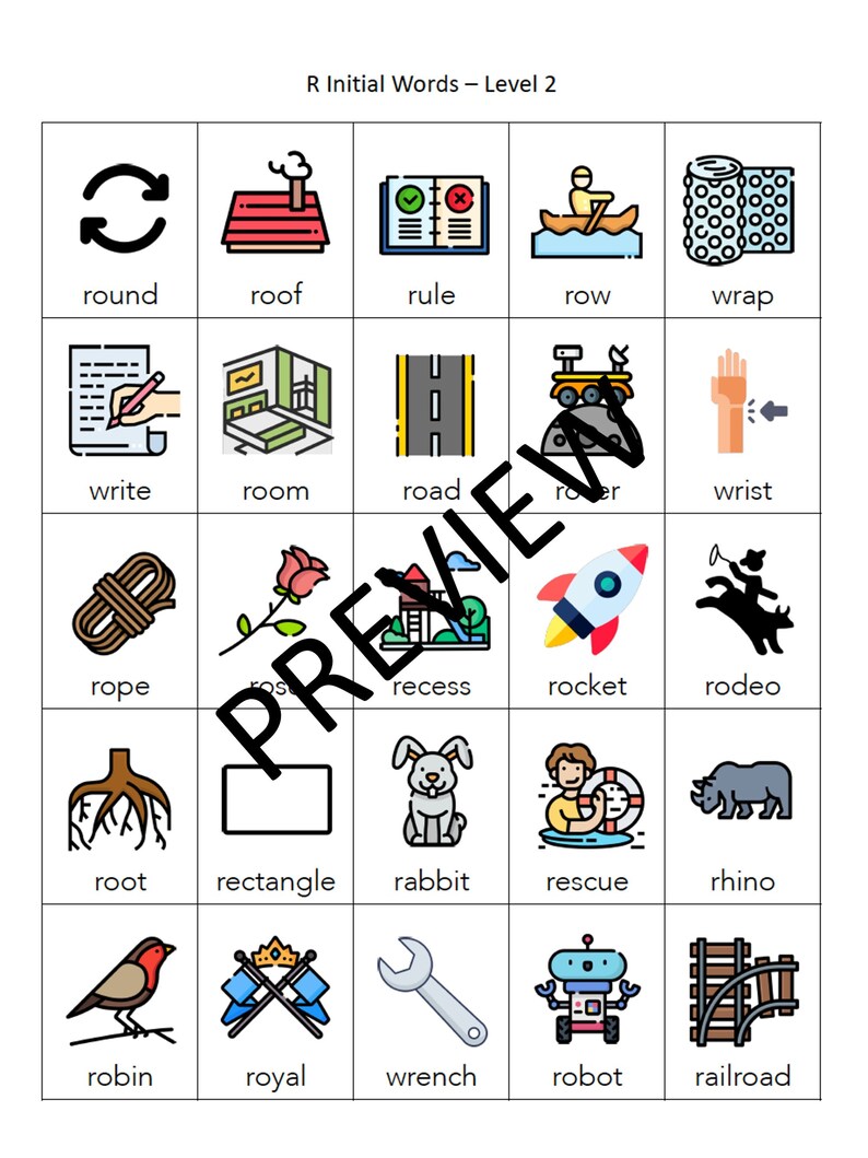 R Initial Words Picture Pages Worksheet + Progress Tracker for Speech ...