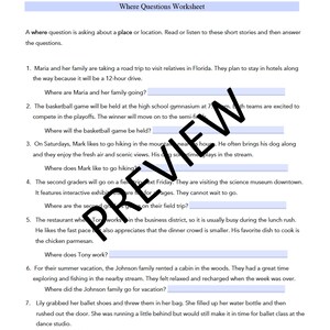 Where Questions Worksheet for Speech Therapy (editable, Fillable ...