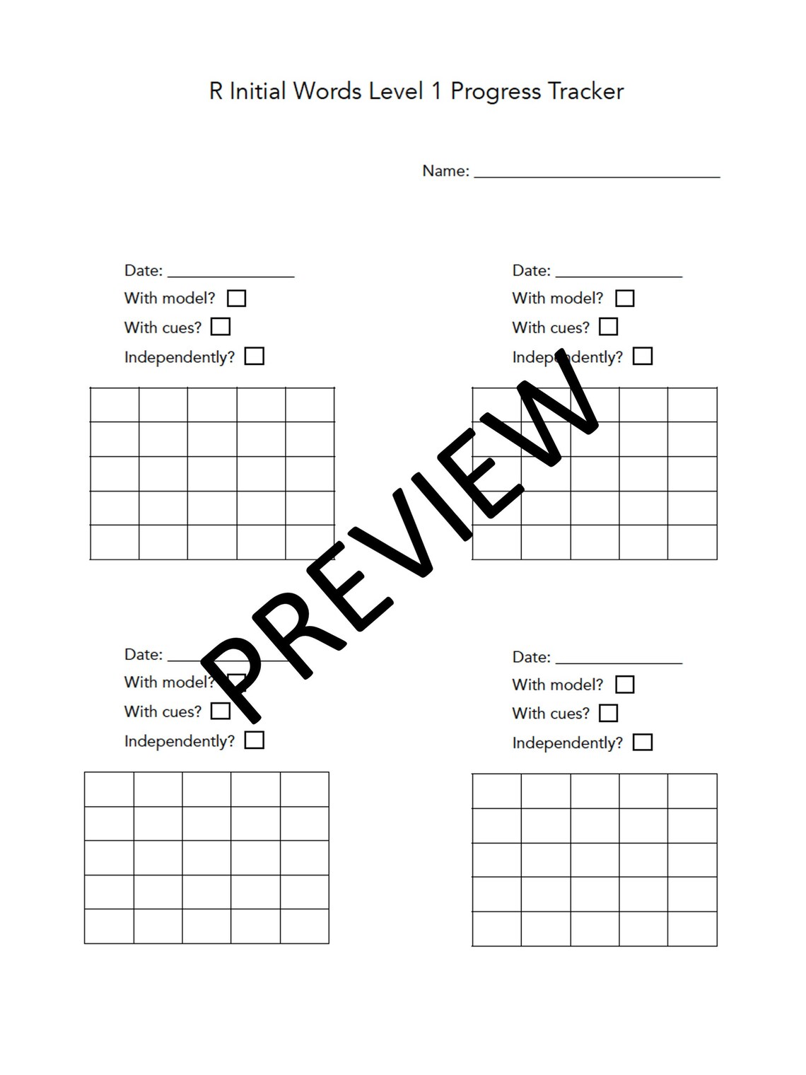 R Initial Words Picture Pages Worksheet + Progress Tracker for Speech ...
