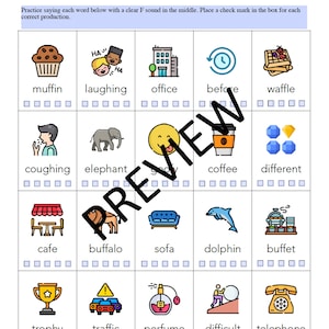 Medial F Words Worksheet for Speech Therapy printable PDF - Etsy