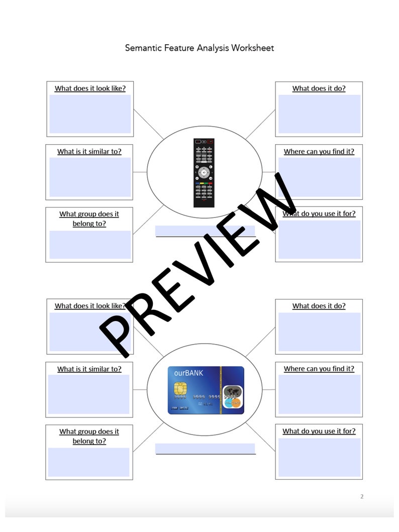 Semantic Feature Analysis Worksheet for Speech Therapy (editable ...