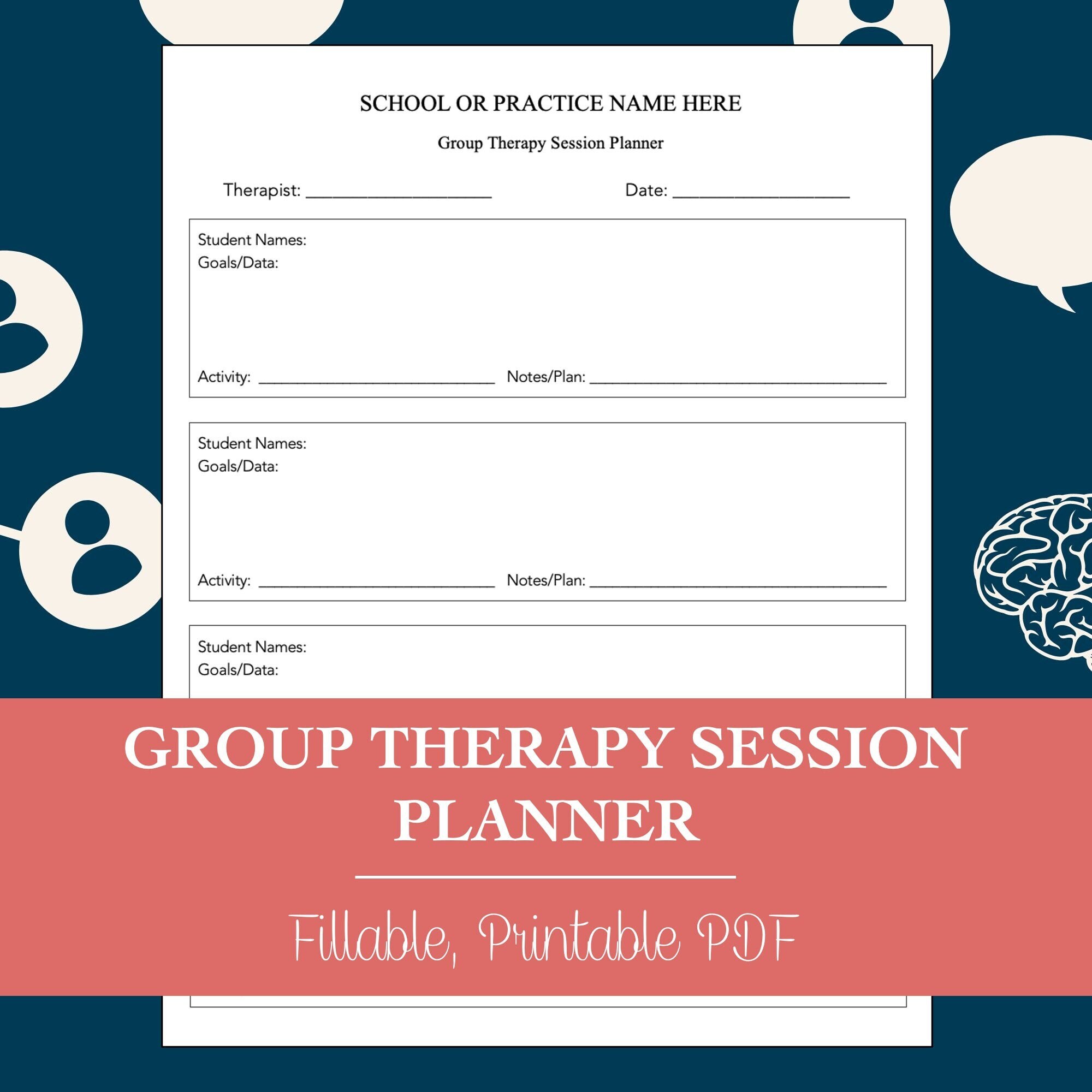 Group Therapy Session Planner Worksheet for Speech Therapy (editable ...