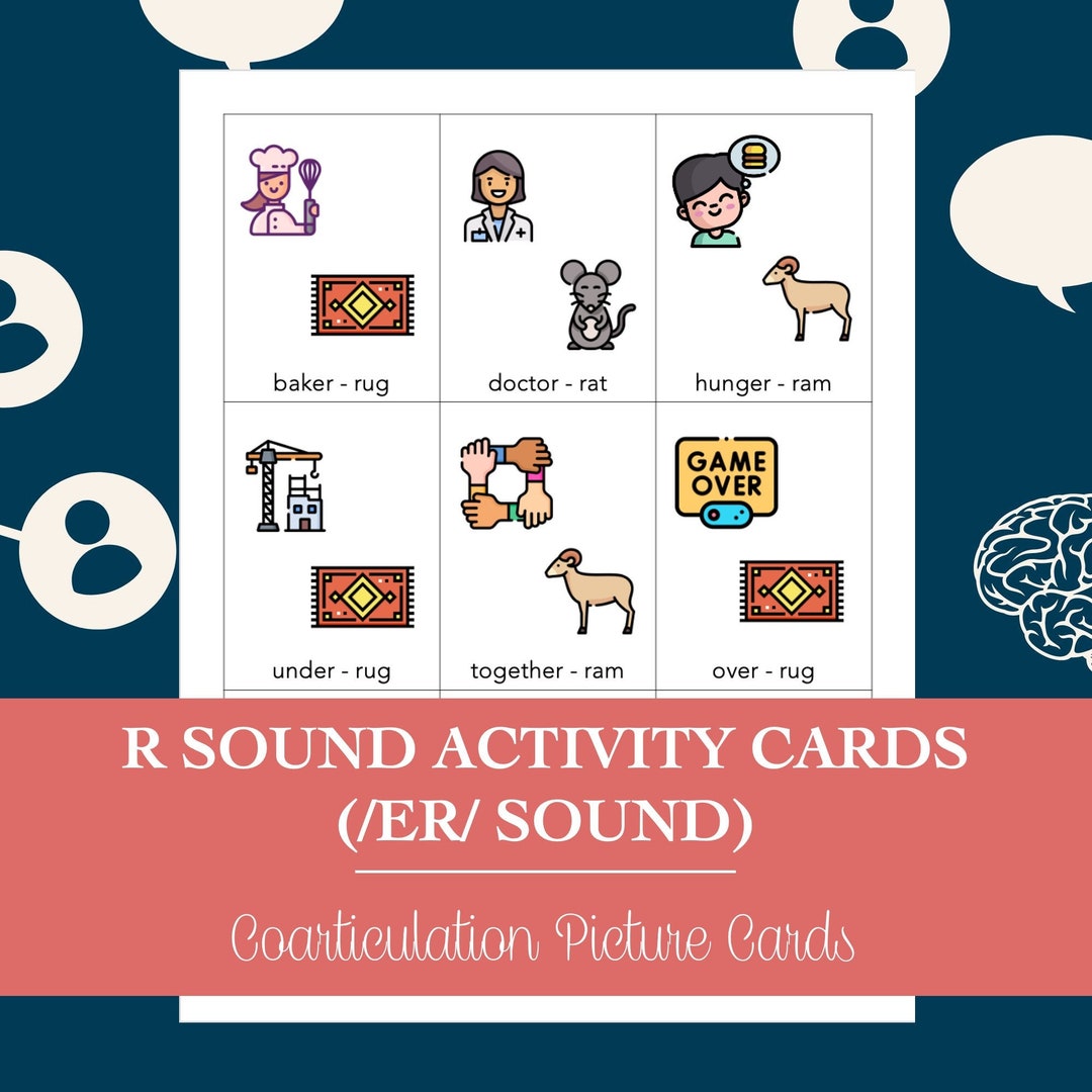 R Sound Coarticulation ER Cards Worksheet + Planner for Speech Therapy ...