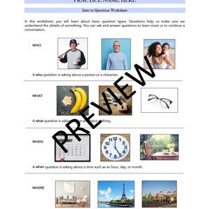 WH- Questions Worksheet Bundle for Speech Therapy (editable, Fillable ...